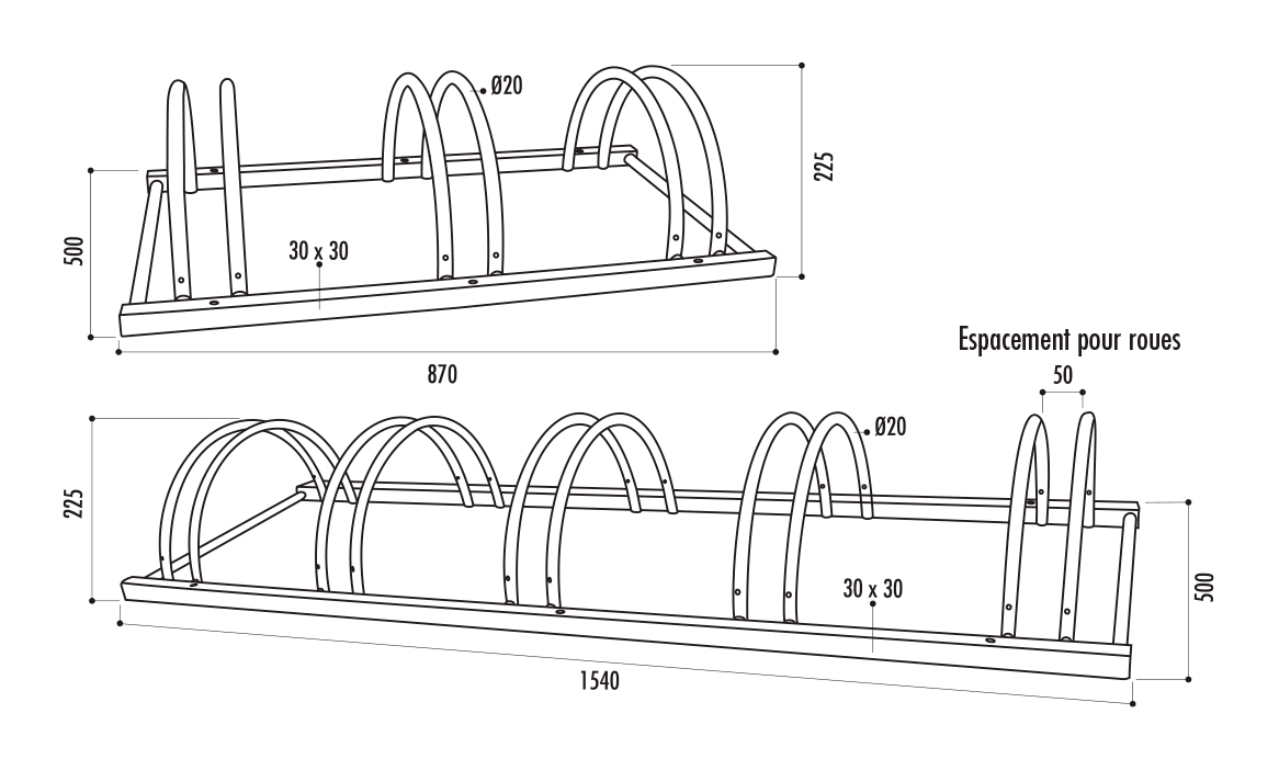 Support vélo sol - Support vélo urbain - Mobilier urbain